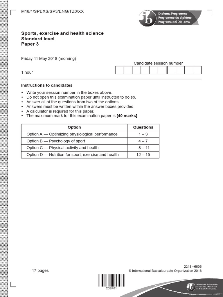 Sports Science Paper 3 Instructions | PDF | Determinants Of Health