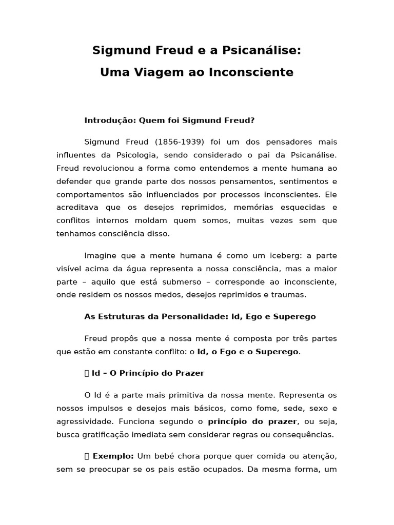 Sigmund Freud e A Psicanálise | PDF | Autoimagem | Sigmund Freud