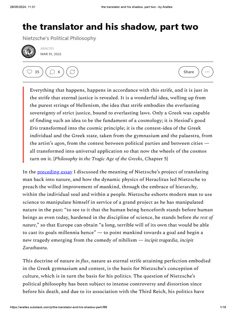 The Translator and His Shadow, Part Two - by Araltes | PDF | Friedrich ...