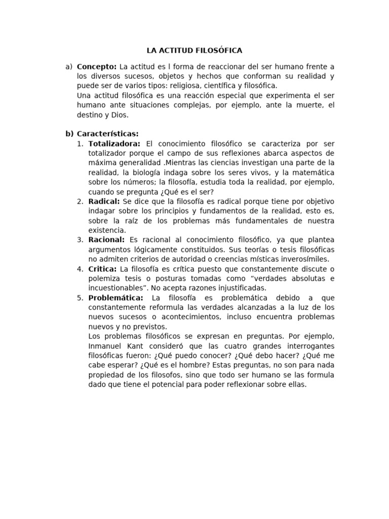 Actitud Filosófica y sus Características | PDF