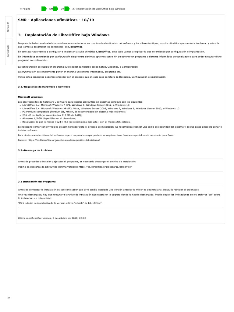 SMR - AO - 18 - 19 - 3. - Implantación de LibreOffice Bajo Windows | PDF | Microsoft Windows ...