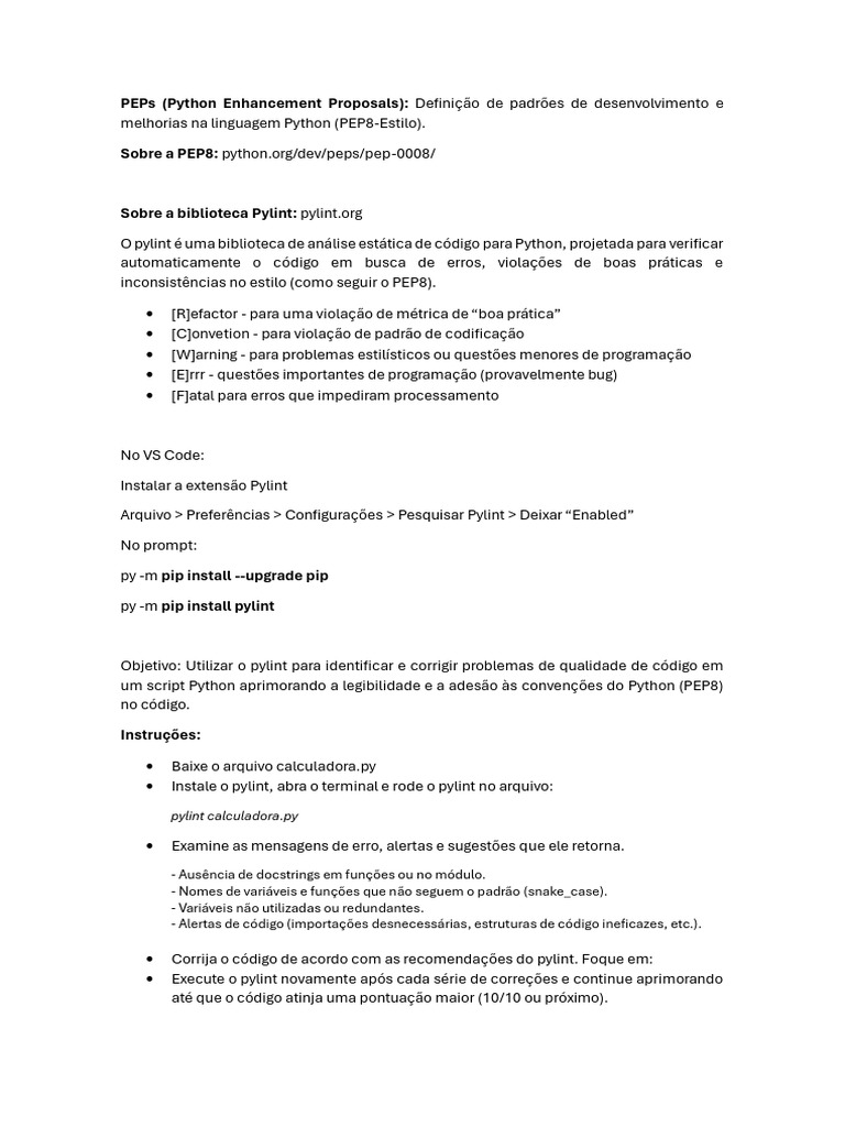 Atividade Pylint 1 | PDF