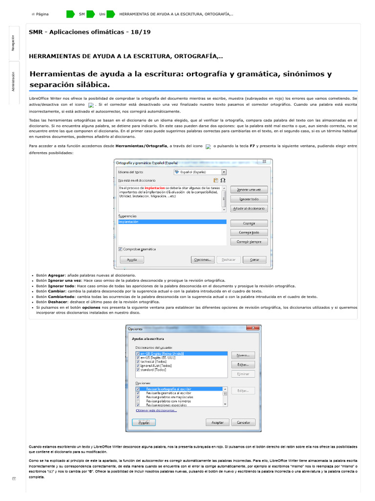 SMR - Ao - 18 - 19 - Herramientas de Ayuda A La Escritura, Ortografía,. | PDF | Diccionario ...