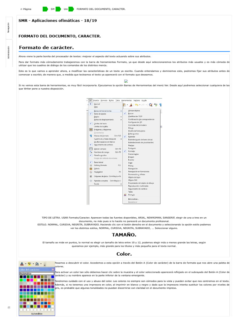 SMR_AO_18_19_ FORMATO DEL DOCUMENTO, CARACTER_ | PDF | Botón (Computación) | Impresora (Computación)