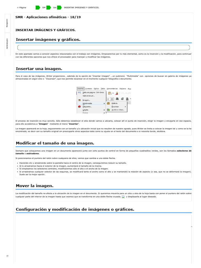 SMR - Ao - 18 - 19 - Insertar Imágenes y Gráficos | PDF | Dibujo | Imagen