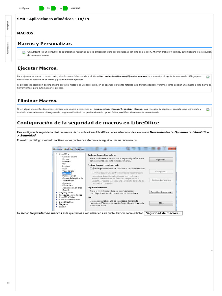 SMR - Ao - 18 - 19 - Macros | PDF | Macro (informática) | Botón (Computación)