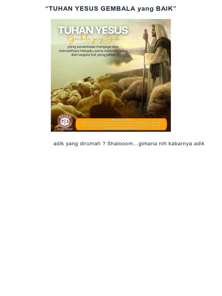 TUHAN YESUS GEMBALA Yang BAIK | PDF