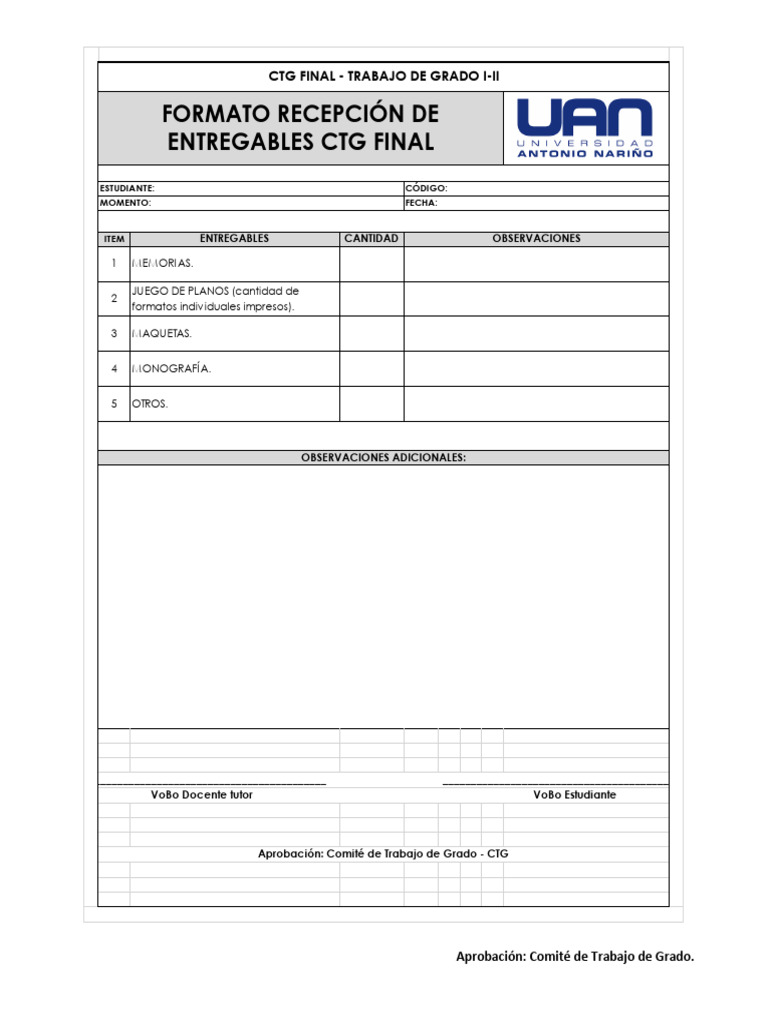 Formato Recepción de Entregables 2024-2 | PDF