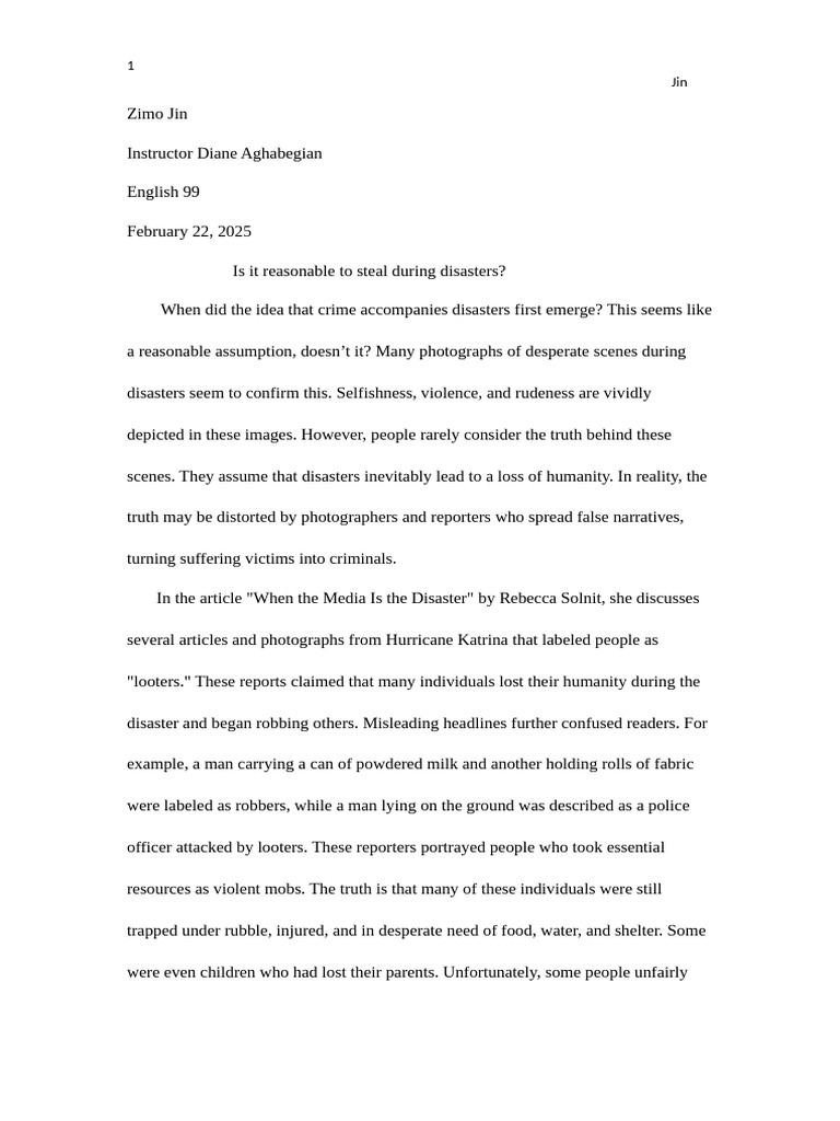 Is It Reasonable To Steal During Disasters | PDF | Crimes | Crime ...