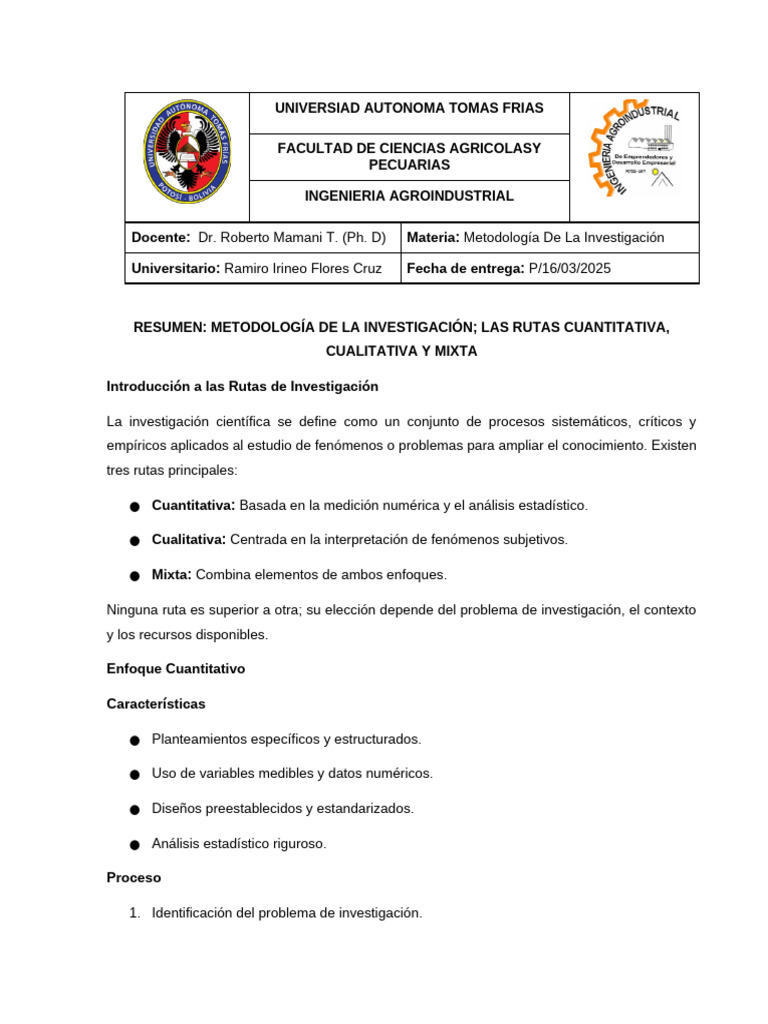 Universiad Autonoma Tomas Frias | PDF | Método científico | Datos