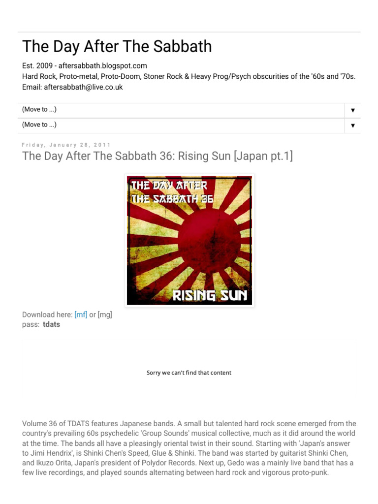 The Day After The Sabbath - The Day After The Sabbath 36 - Rising Sun ...