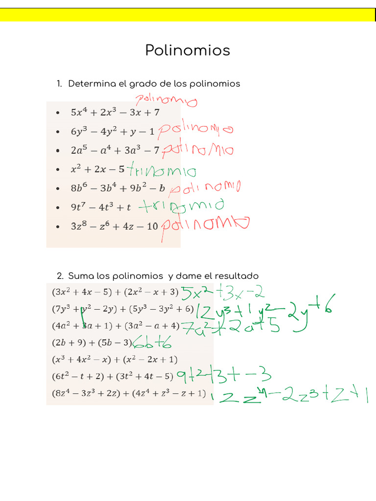 Polinomios 1 | PDF