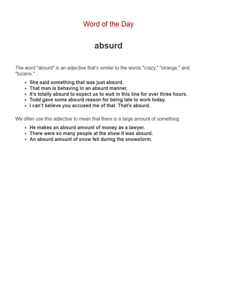 Absurd - Learn American English Online | PDF