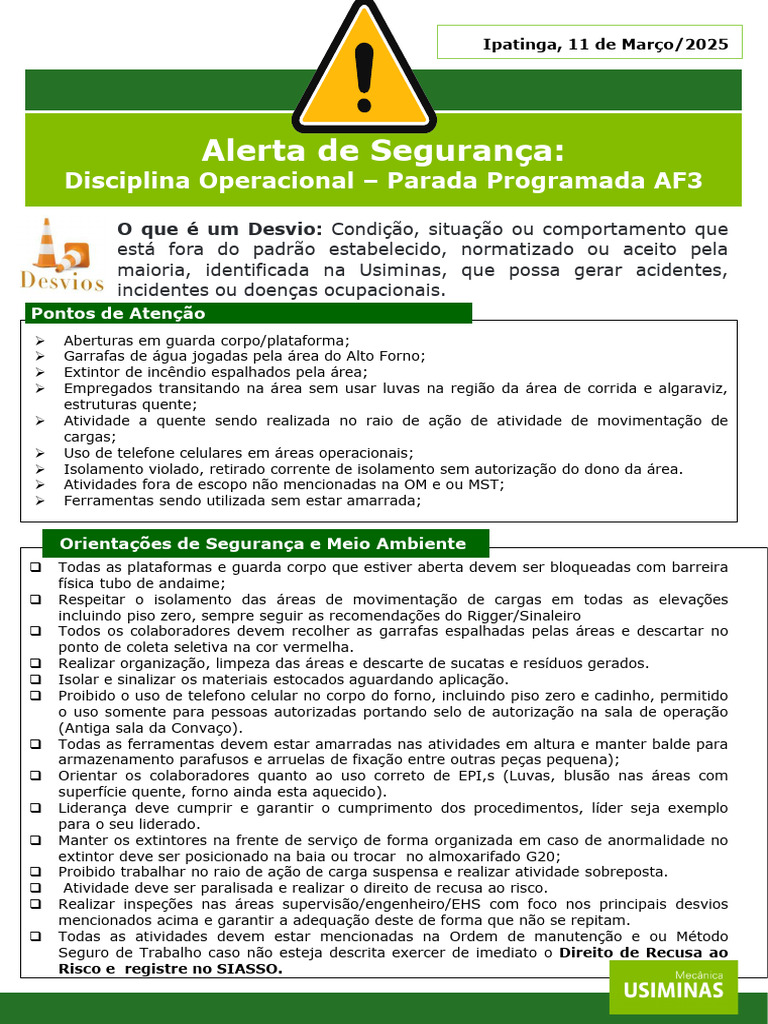 11.03.25 - Alerta de Segurança Disciplina Operacional - Parada ...