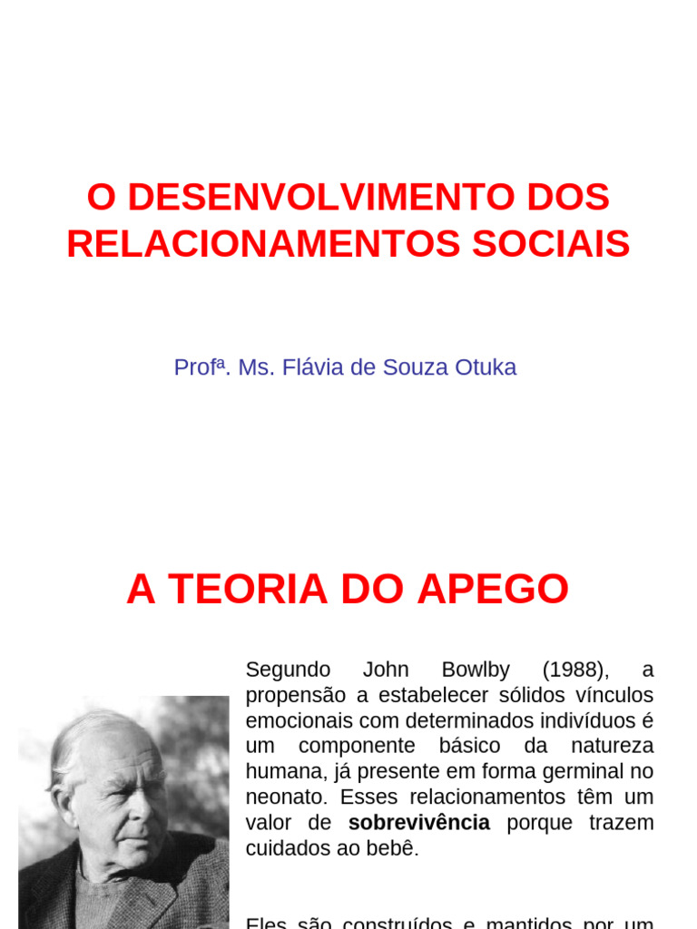 A TEORIA DO APEGO - Reduzida | PDF | Teoria do Apego | Adolescência