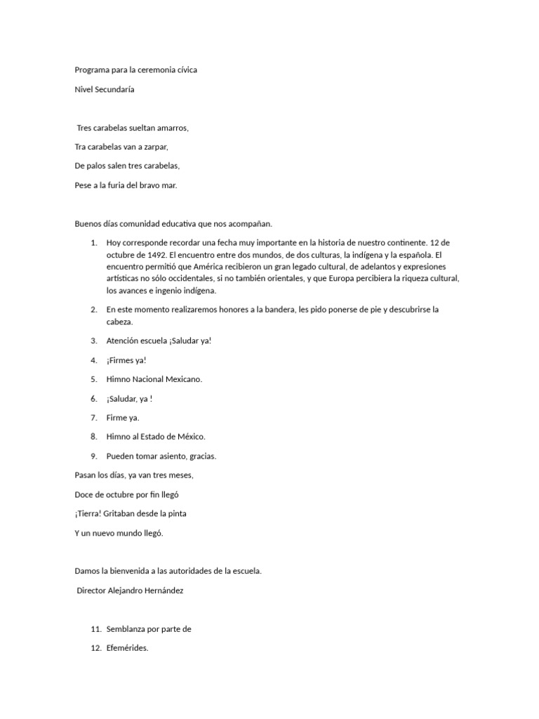 Programa para La Ceremonia Cívica | PDF