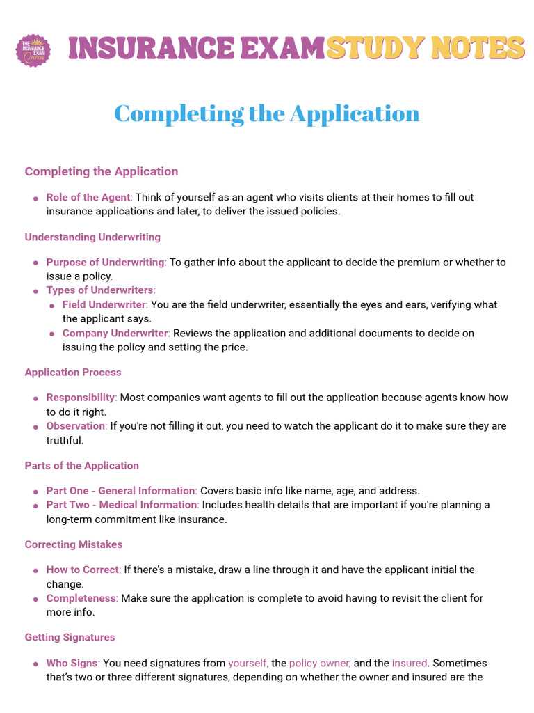 Completing The Application | PDF | Insurance | Underwriting