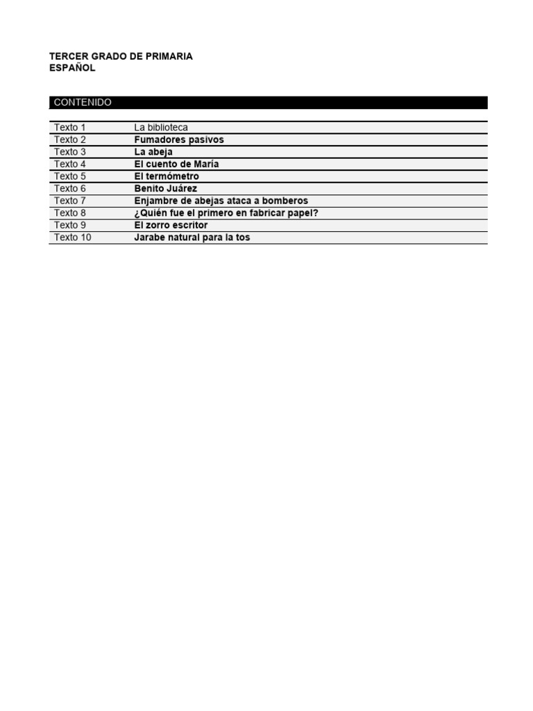 Actividades de Español para Tercer Grado | PDF