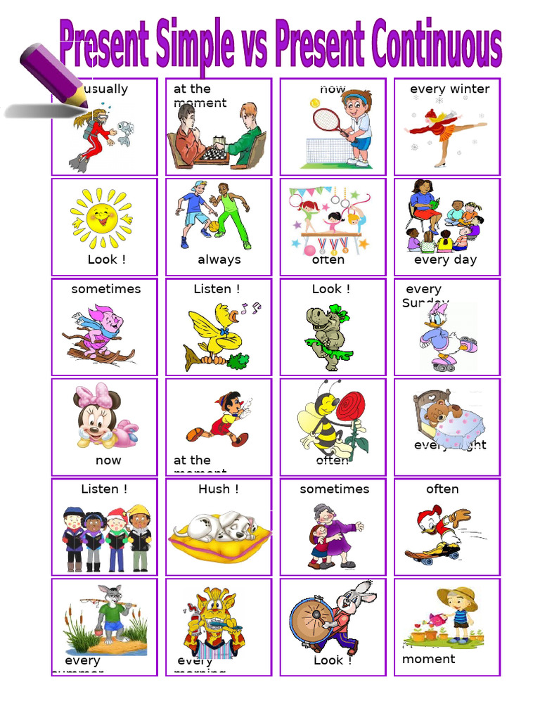 Present Simple vs Present Continuous Fun Activities Games Grammar ...