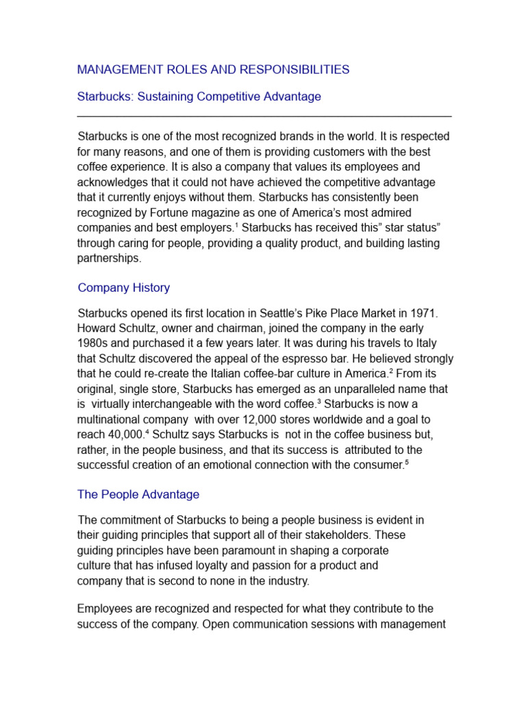 BOH - U1 - Starbucks Case Study (Management) | PDF | Starbucks | Business
