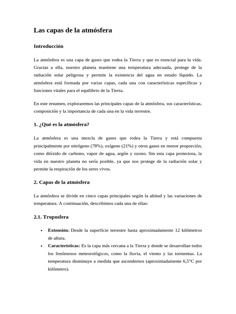 Las Capas de La Atmósfera - Scribd | PDF | Atmósfera | Atmósfera de tierra