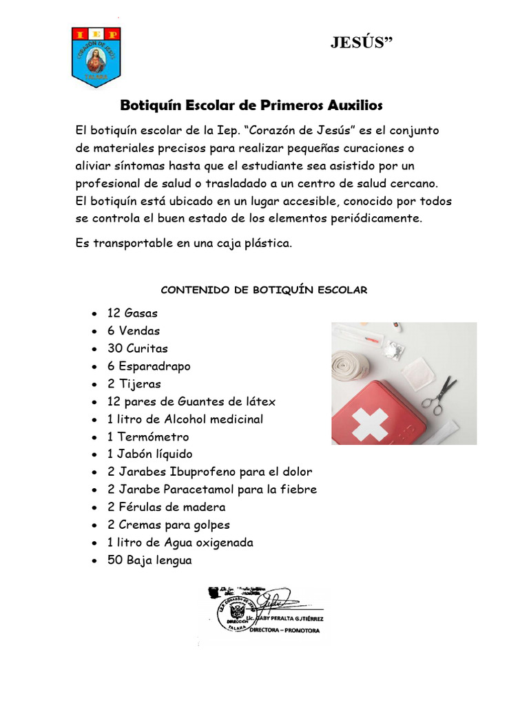 Botiquín Escolar de Primeros Auxilios | PDF
