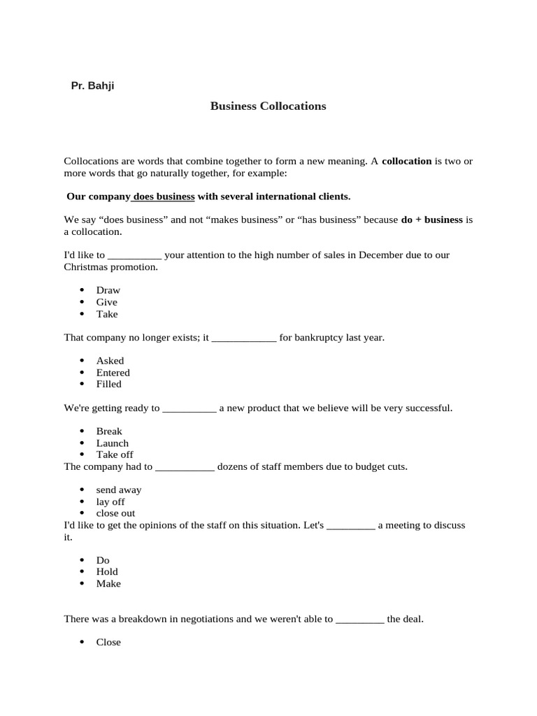 Business Collocations | PDF