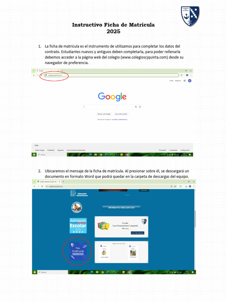 Instructivo Ficha de Matrícula 2025 | PDF