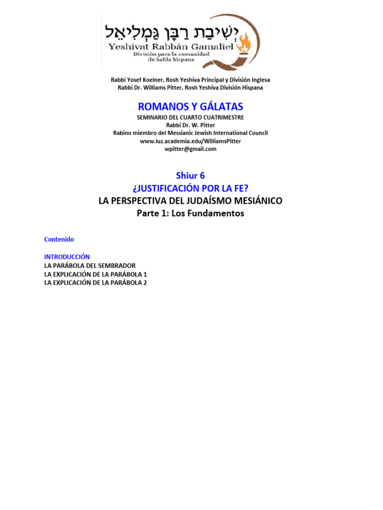 Shiur 6 LA PERSPECTIVA DEL JUDAISMO MESIÁNICO | PDF | Comprensión ...