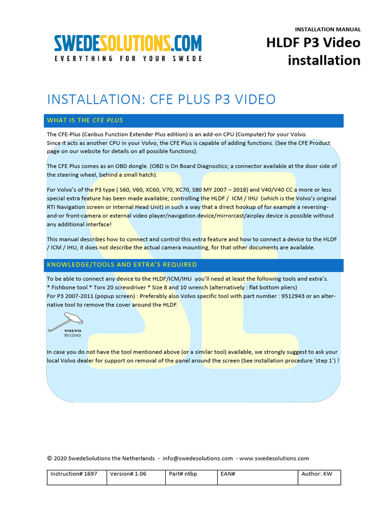 CFE Plus Installation Guide for Volvo P3 | PDF | Manual Transmission ...