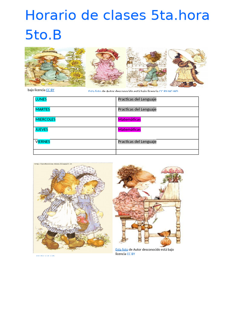 Horario de Clases 5to B - 5ta Hora | PDF