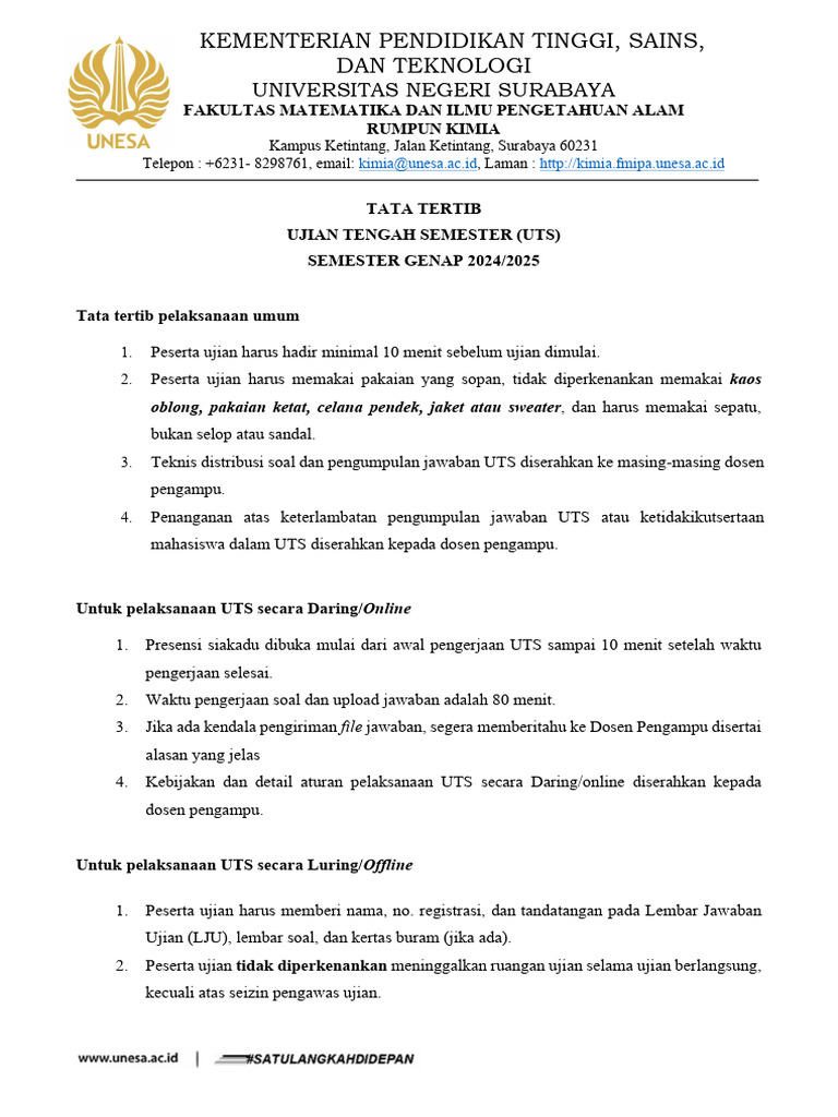 Tata Tertib Uts Genap 2024-2025 | PDF