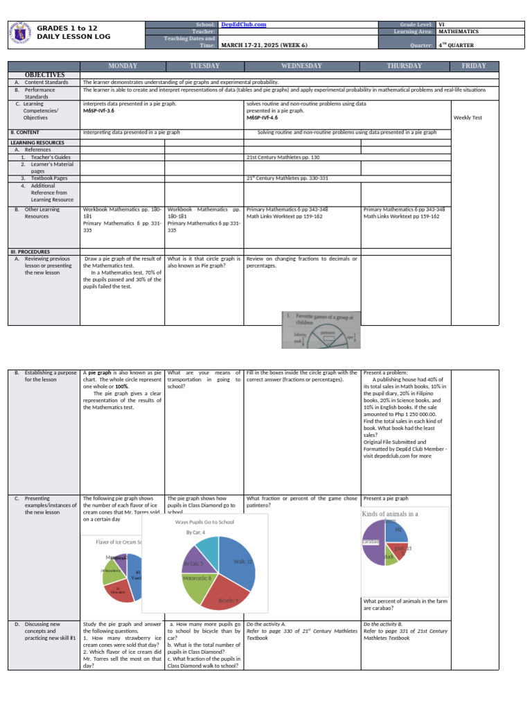 DLL - Mathematics 6 - Q4 - W6 | PDF | Mathematics | Learning