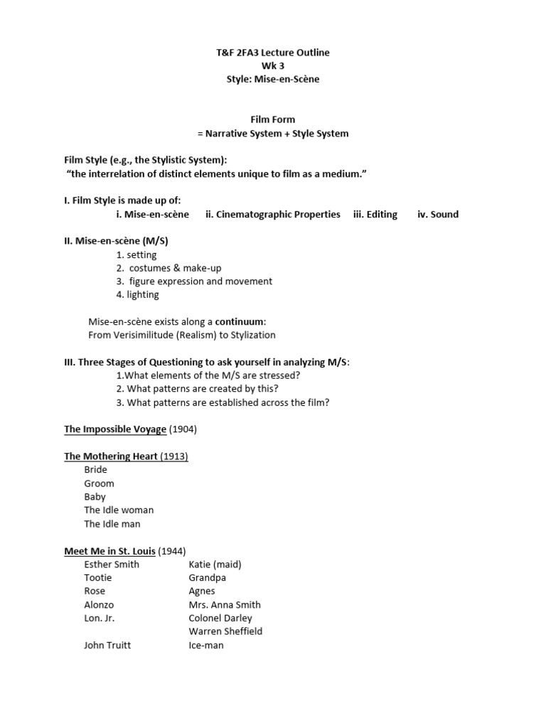 T&F 2FA3 WK 3 Lecture Outline | PDF