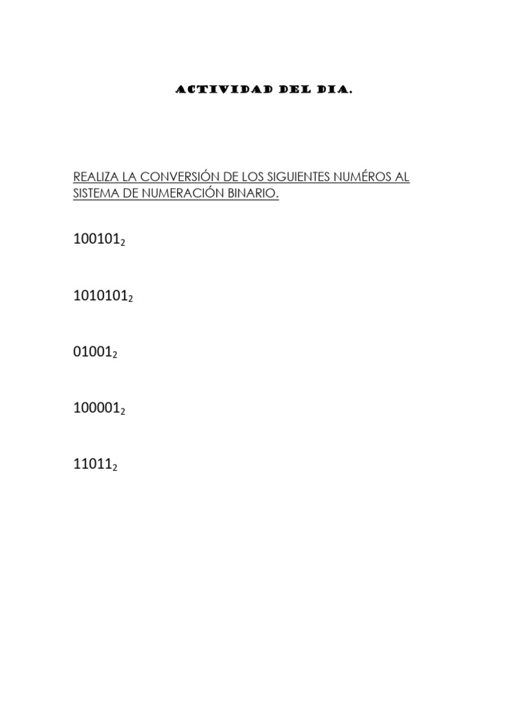 Actividad Del Dia | PDF