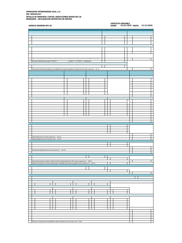 2 Borrador ISLR Al 31 12 2024 - Operadora Interparking | PDF ...