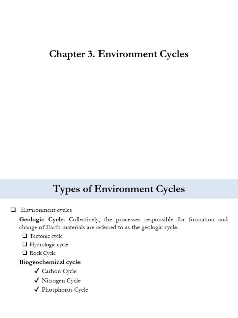 ENV 107 CH 3 Environmental Cycle | PDF | Nitrate | Plate Tectonics