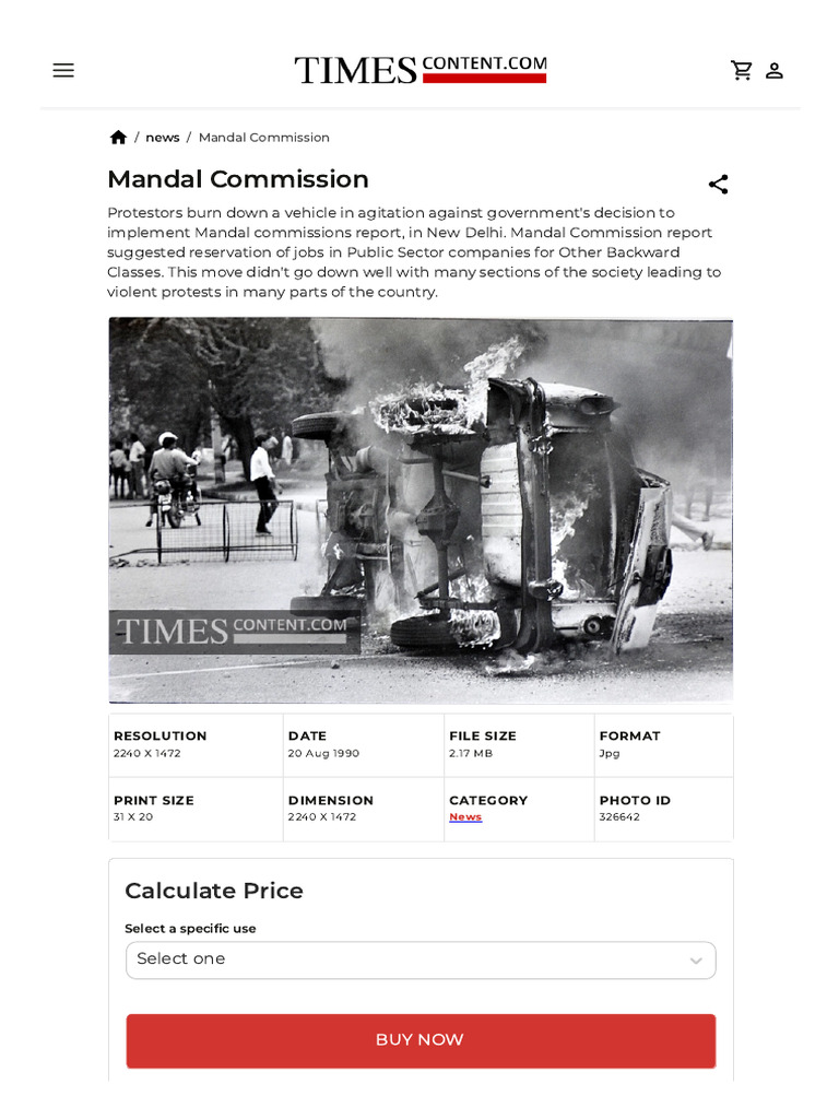 Mandal Commission News Photo Protestors Burn Down A Veh... | PDF