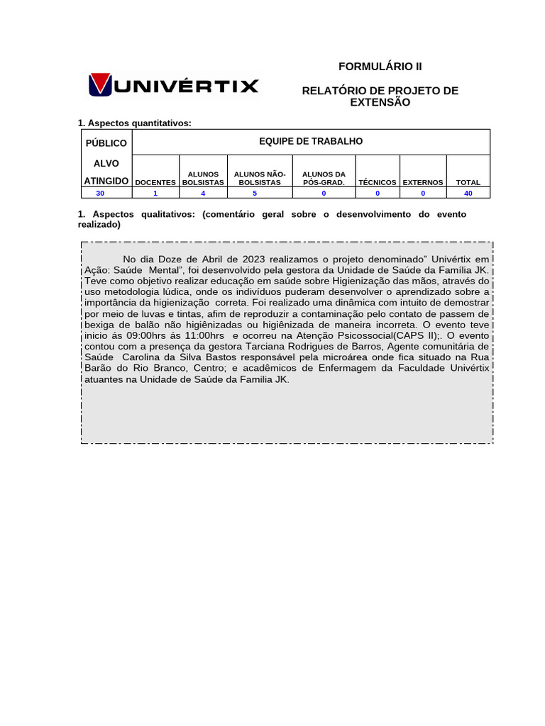 Formulário II - Saúde Mental (CAPS II) | PDF
