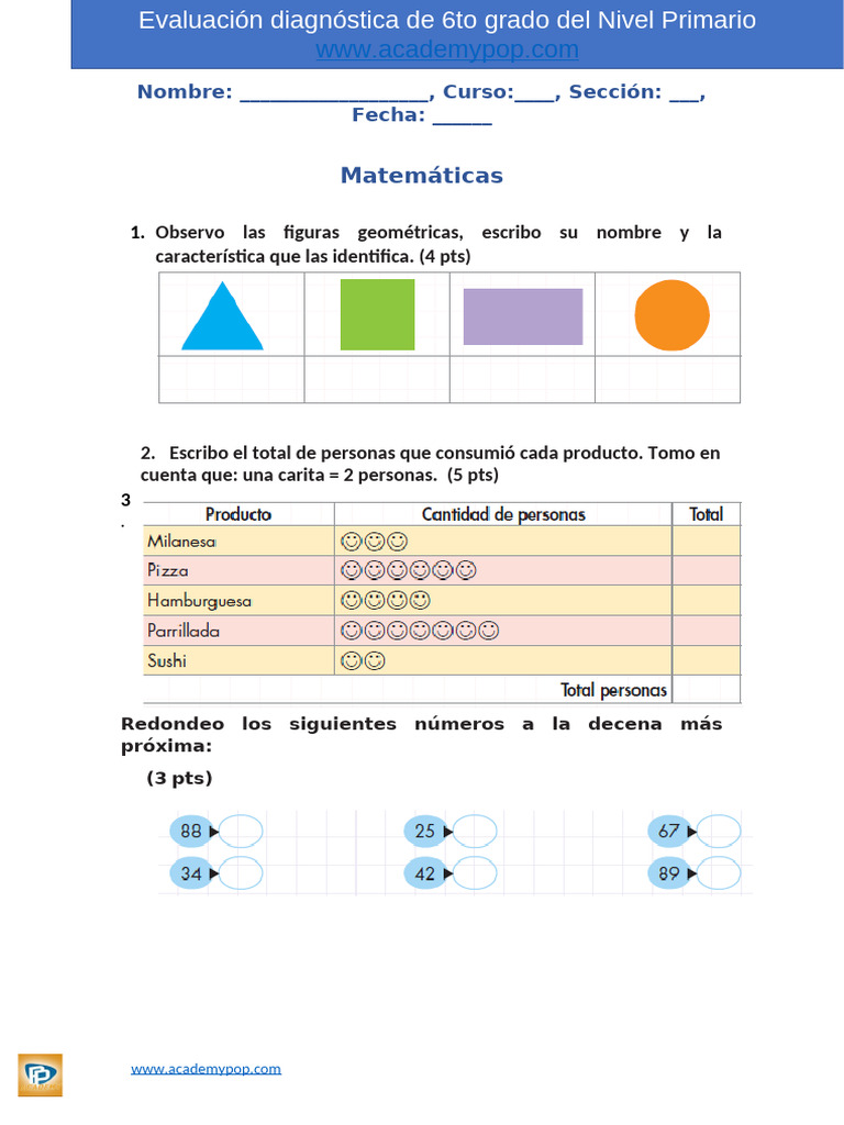 Evaluacion Diagnostica de 4to Primaria Mat | PDF