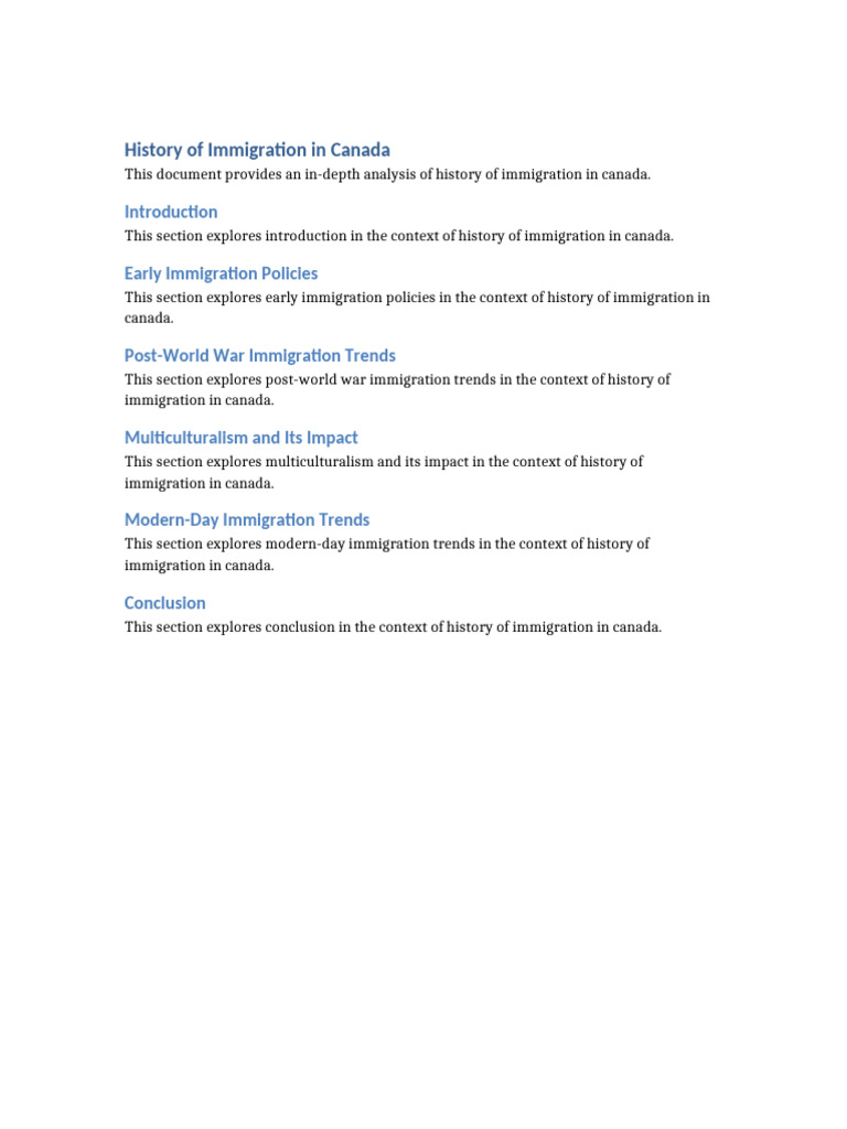 History of Immigration in Canada | PDF
