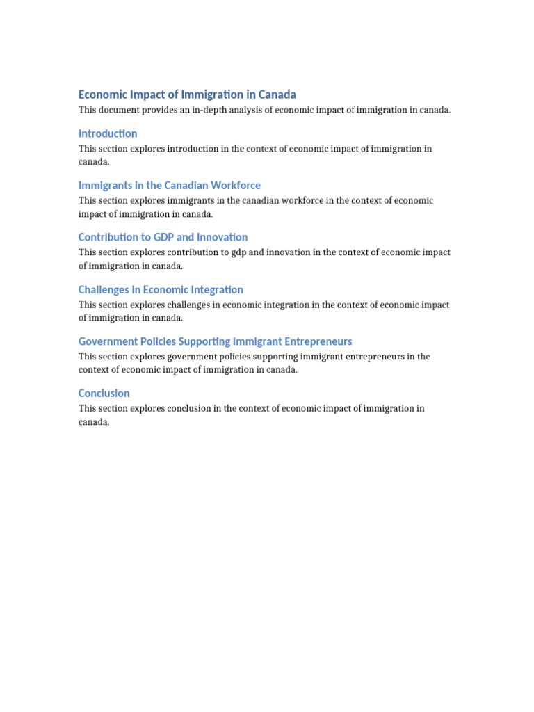 Economic Impact of Immigration in Canada | PDF