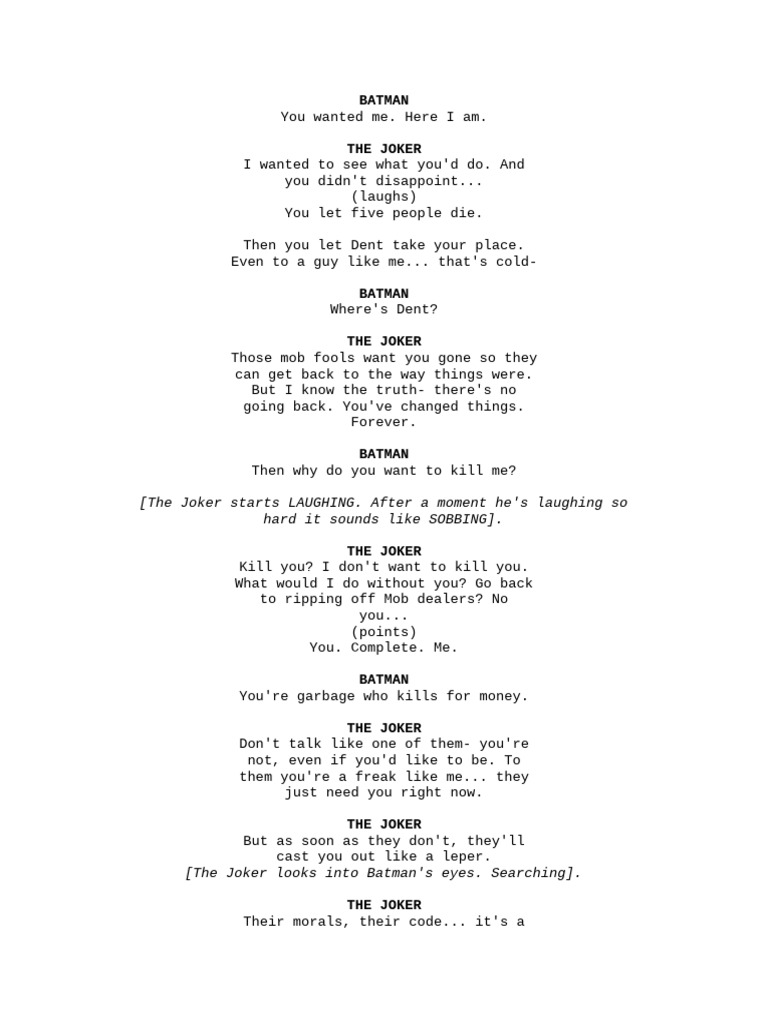 Batman Dark Knight - Script I | PDF