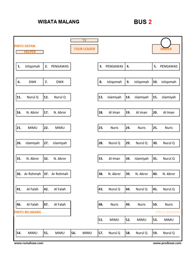 Denah Kursi BUS 2 | PDF