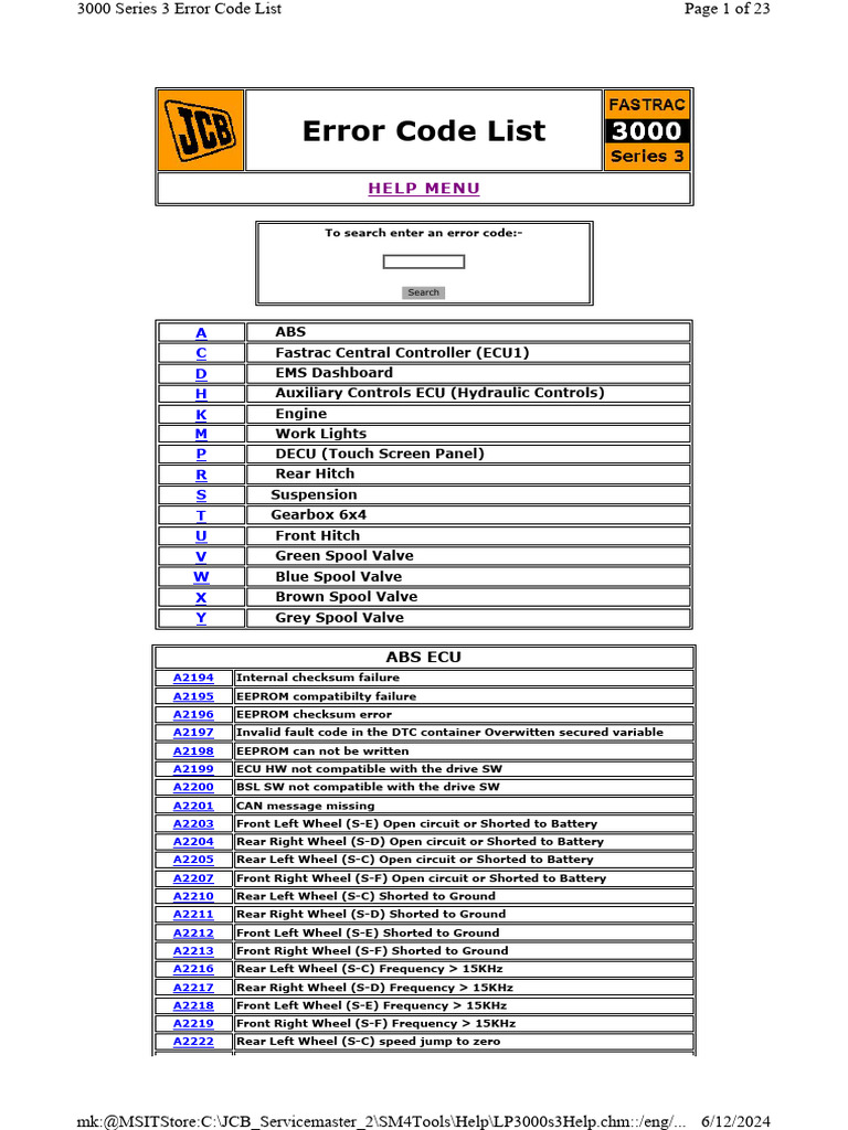 JCB Fastrac Fault Codes | PDF | Relay | Throttle