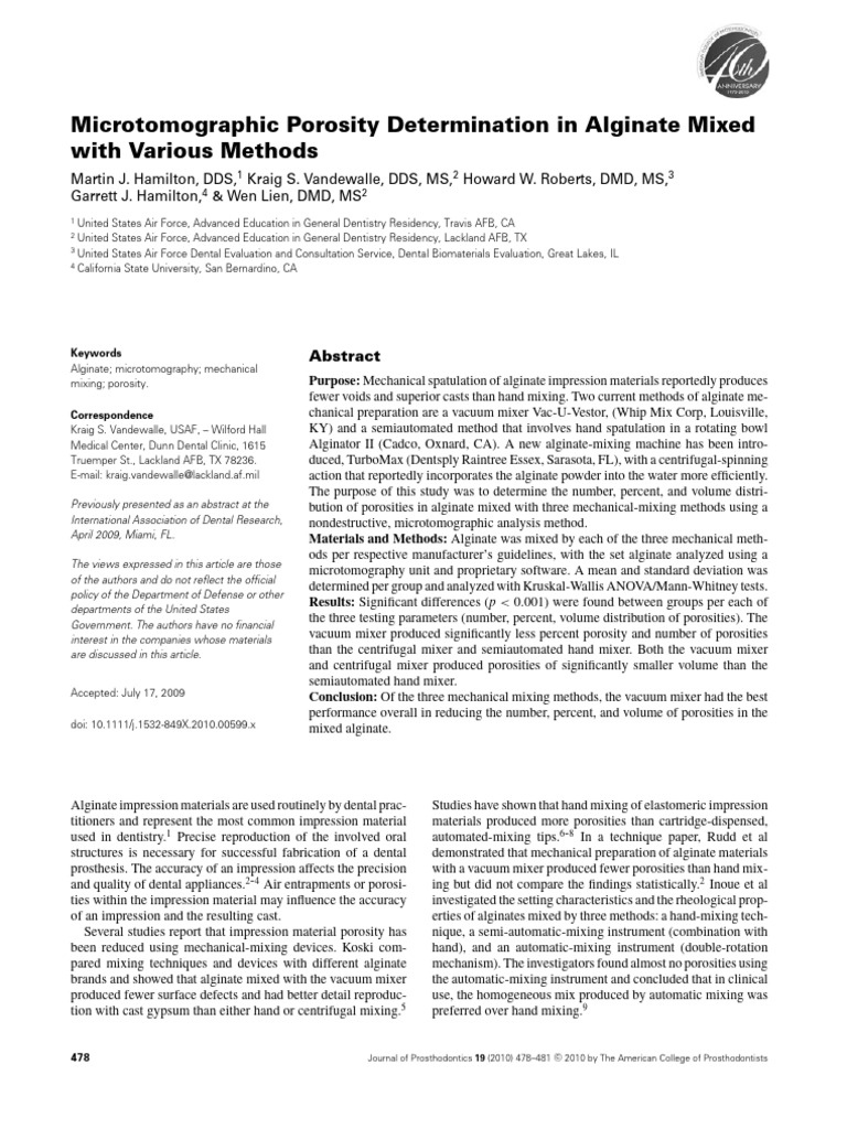 Porosity in Alginate Mixing Methods | PDF | Ct Scan | Porosity