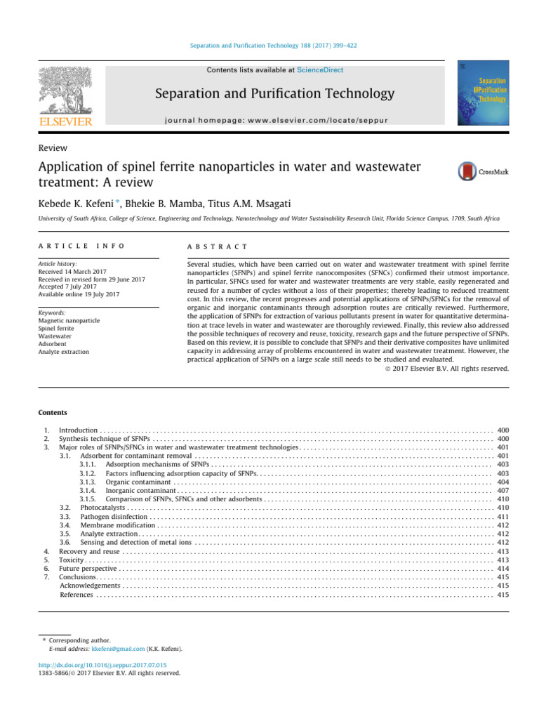 06-Application of Spinel Ferrite Nanoparticles in Water and Wastewater ...