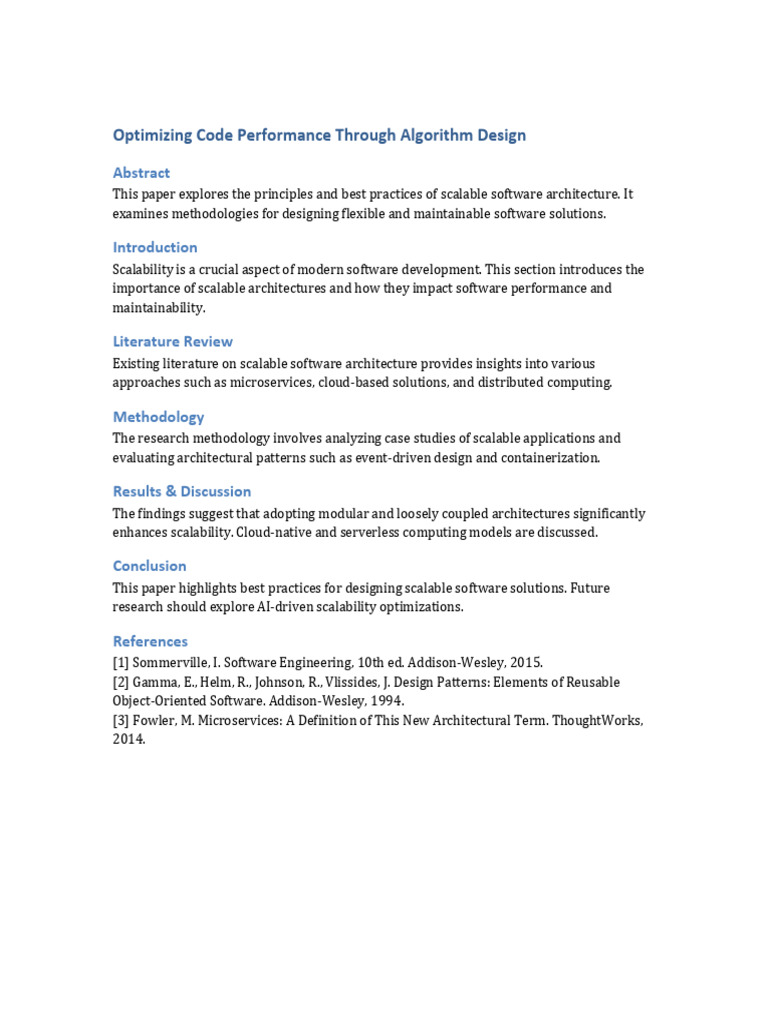 Optimizing Code Performance Through Algorithm Design Pdf