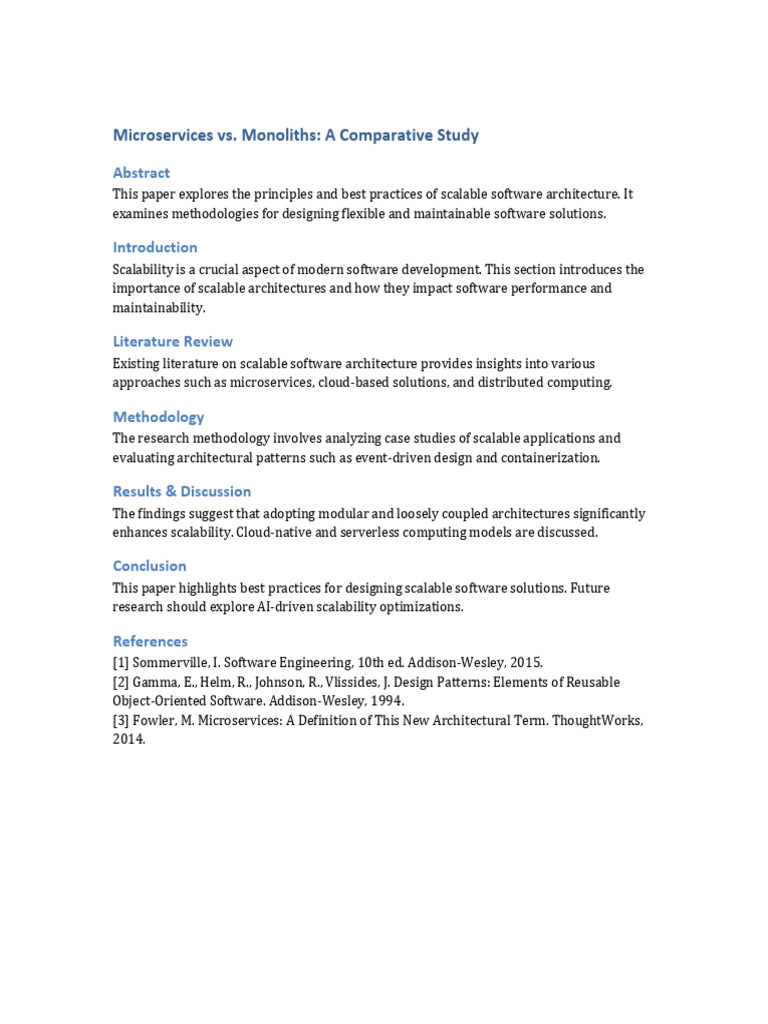 Microservices vs. Monoliths A Comparative Study | PDF