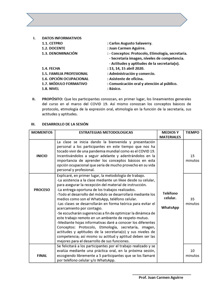 SESIONES DE APRENDIZAJE CETPRO 2020 Del 13-Abril Al 04 de Mayo | PDF | Comunicación